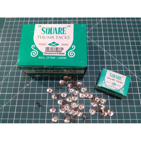 PAKU PAYUNG SQUARE THUMB TACKS - ISI 50 BIJI - Toko Mesin Jahit